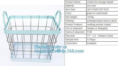 China Custom Oblong Metal Wire Storage Basket Rose Gold for Supermarket Retail Display for sale