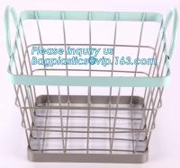 China Custom Oblong Metal Wire Storage Basket Rose Gold for Supermarket Retail Display for sale