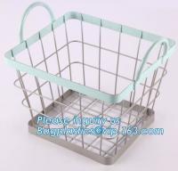 China Custom Oblong Metal Wire Storage Basket Rose Gold for Supermarket Retail Display for sale