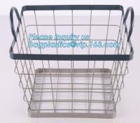 China Custom Oblong Metal Wire Storage Basket Rose Gold for Supermarket Retail Display for sale