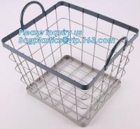 China Custom Oblong Metal Wire Storage Basket Rose Gold for Supermarket Retail Display for sale