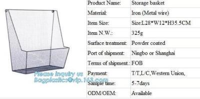 China Black Metal Wire 3 Tier Wall Mounted Storage Basket with Magnets for Kitchen Office for sale