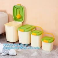 China PP Airtight Round Pet Food Container with Scoop 20kg 53L Eco Friendly Storage for sale