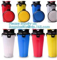 China Portable 2 in 1 Dog Water Bottle with Bowl Food Grade Silicone 500ml Travel Pet Feeder for sale