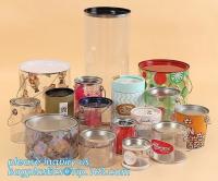 China Clear PET Round Can 680ml Plastic Mint Storage with Metal Handle OEM ODM Accepted for sale