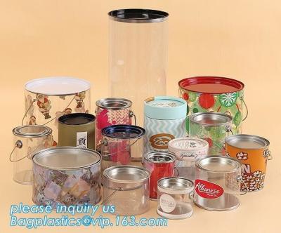 China Clear PET Round Can 680ml Plastic Mint Storage with Metal Handle OEM ODM Accepted for sale