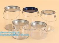 China 1 Gallon Clear PET Plastic Paint Can with Screw Lid Food Grade Round Storage Container for sale