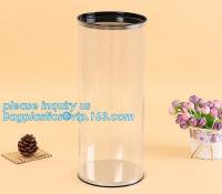 China Custom Clear PVC PET Round Can with Tin Lid and Handle for Food Paint Packaging 8.8x2x15.5cm for sale