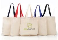 China Custom Logo Blank Canvas Tote Shopping Bag 35x40x15cm with Leather Handle 227gsm for sale
