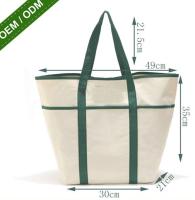 China Custom Printed Canvas Grocery Tote Bag 35x40x15 cm with Large Interior Pockets for Shopping for sale
