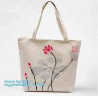 China Custom Printed 12oz Cotton Canvas Tote Bag Natural Color Standard Size Eco Beach Shopping Bag for sale