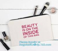 China Wholesale Canvas Cosmetic Bag with Zipper Private Label Makeup Pouch 8x6 Inch for sale