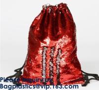 China Wholesale Reversible Sequin Drawstring Bag 42x35cm Polyester Custom Logo Promotional Gift Bag for sale