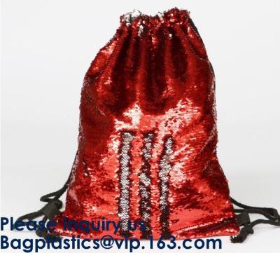 China Wholesale Reversible Sequin Drawstring Bag 42x35cm Polyester Custom Logo Promotional Gift Bag for sale