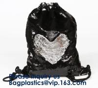 China Wholesale Reversible Sequin Drawstring Bag 42x35cm Polyester Custom Logo Promotional Gift Bag for sale