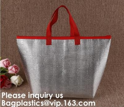 China Custom Insulated Non Woven Aluminum Foil Cooler Bag 80gsm for Frozen Food Reusable Thermal Lunch Tote for sale