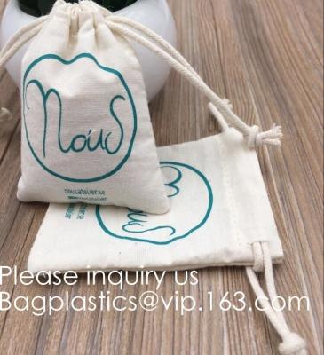 China Natural Cotton Drawstring Bags 2.75x4 Inch Reusable Muslin Pouches for Jewelry Candy Soap Herbs Tea Spice for sale