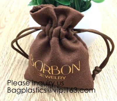China Custom Gold Stamped Suede Jewelry Bag 7x9 cm Eco-Friendly Gift Pouch for sale