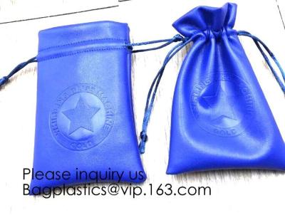 China Custom PU Leather Drawstring Pouch with Soft Microfiber Lining for Headphones and Electronics 20x25 cm for sale