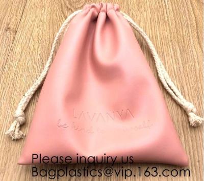 China Custom PU Leather Drawstring Pouch Bag with Multiple Sizes 5x7 cm to 60x60 cm for Gift Packaging for sale
