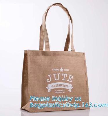 China Custom Logo Printed Jute Tote Bag 28x20x36cm Eco Friendly Promotional Shopping Bag Wholesale for sale
