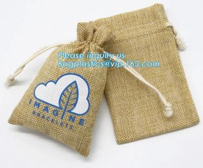 China Custom Logo Natural Jute Drawstring Gift Bag 28x20x36cm Eco Friendly Burlap Pouch for sale
