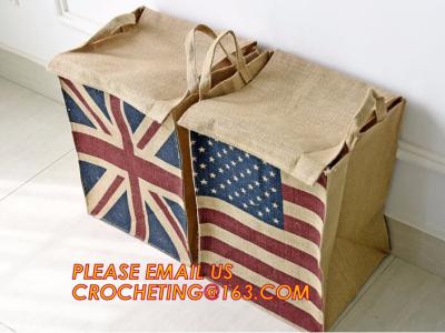 China Handmade Collapsible Jute Storage Basket with Rope Handle 34x42cm Eco Friendly for sale