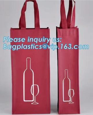 China Custom Printed Non Woven Drawstring Wine Bag 6 Bottle Heavy Duty Carrier with Dividers for sale