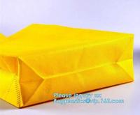 China Custom Logo Printed Yellow Non Woven Drawstring Gift Pouch 80gsm PP Bag for sale