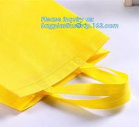 China Custom Logo Printed Yellow Non Woven Drawstring Gift Pouch 80gsm PP Bag for sale