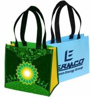 China Custom Printed Recycled Non Woven Tote Bag with Laminated Folding Design 38x42cm for sale