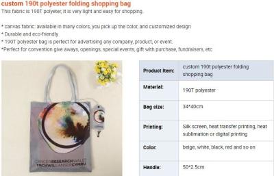 China Foldable Ball Shopping Bag 190T Polyester Reusable Supermarket Tote 54x40x40cm for sale