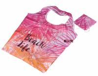 China Custom Logo Foldable Drawstring Backpack 100D Polyester 30x45cm Waterproof Reusable Shopping Bag for sale