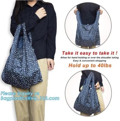 China Custom 210D Polyester Drawstring Bag Foldable Reusable Shopping Tote 54x40x40cm for sale