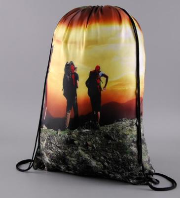 China Custom 190T 210D Polyester Drawstring Backpack Promotional Shopping Bag 38x58cm for sale