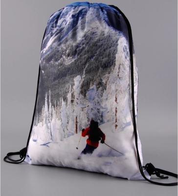 China Custom 210D Polyester Drawstring Backpack Promotional Gym Bag 34x40cm for sale