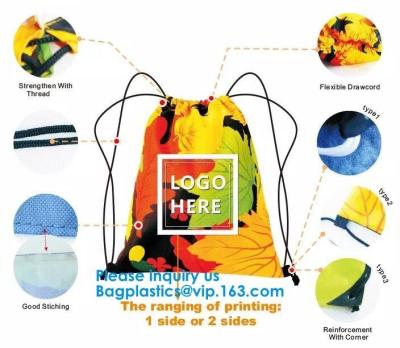 China Custom 210D 420D Polyester 190T Nylon Drawstring Bag Promotional Gift 34x40cm for sale