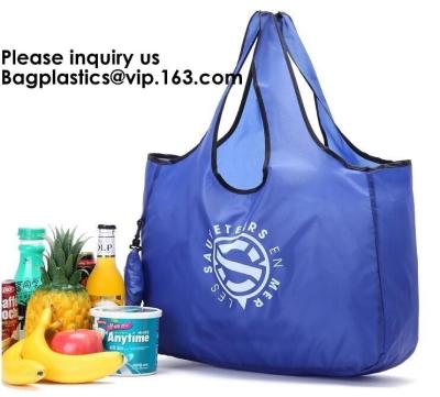 China Custom Logo Foldable Polyester Shopping Bag 38x42cm Reusable Tote with Snap Closure for sale