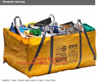 China PP Woven Skip Bag 1000kg Capacity Construction Waste Dumpster FIBC Bulk Bag Eco Friendly Garbage Container for sale