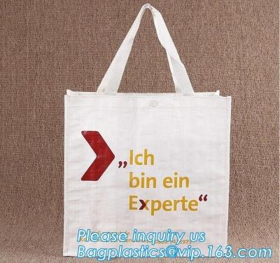 China Recycled PP Woven Shopping Bag 50x48x20cm Reusable Eco Friendly Tote with Laminated Finish for sale