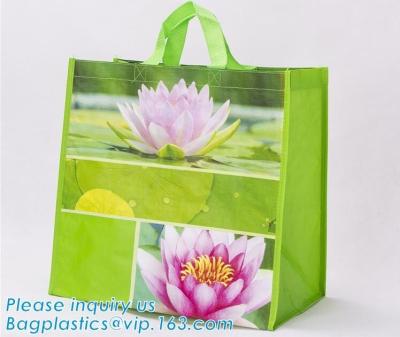 China Recycled PP Woven Laminated Shopping Bag 50x48x20cm Glossy Finish Eco Friendly Promotional Tote for sale