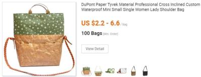 China Custom Eco Friendly Reusable Tyvek Shopping Bag Waterproof 65 lbs Capacity for sale