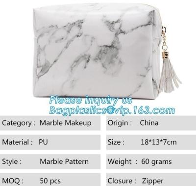 China Custom Tyvek Paper Zipper Cosmetic Makeup Bag with Leather Handle 30x20cm for sale