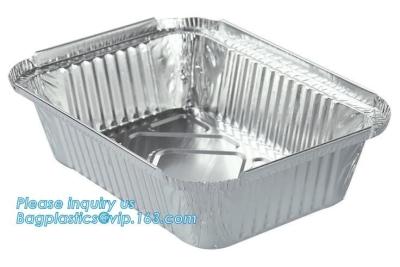 China Aluminium Foil Food Container Rectangle 210x140mm 70mic Smooth Wall Disposable Baking Tray for sale