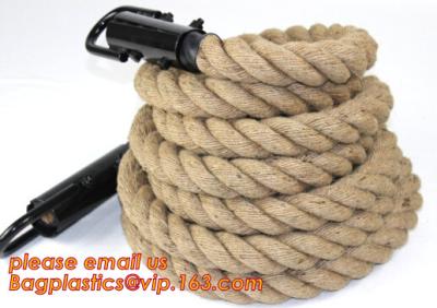 China Heavy Duty Gym Climbing Rope with Hook 30m 50m Polyester Safety Rope 25KN Strength for sale