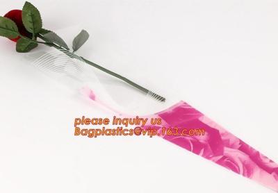 China Custom Printed Clear Flower Sleeve for Single Rose BOPP PE Packaging 30,000pcs MOQ for sale