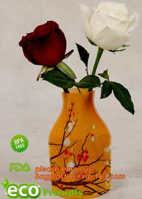 China PVC Flexible Flower Vase Clear Vinyl Folding Vase for Home Decoration Reusable 30cm for sale