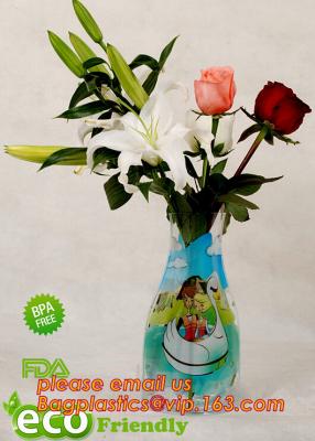 China Transparent PVC Plastic Standup Flower Vase Waterproof Foldable 30cm Height Custom Size Available for sale