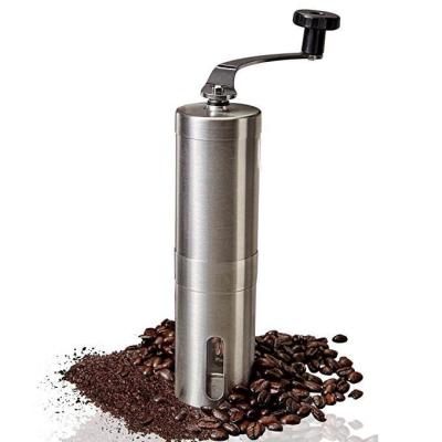 China Stainless Steel Manual Coffee Grinder Brushed Adjustable Burr Mill 304 for sale