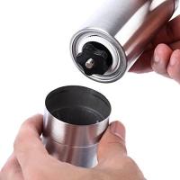 China Stainless Steel Manual Coffee Grinder Brushed Adjustable Burr Mill 304 for sale